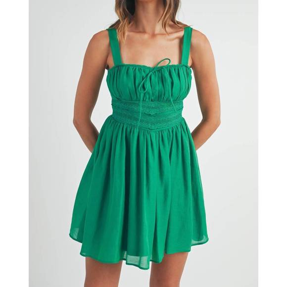 Mable | Dresses | New Mable Lace Trimmed Gathered Bust Mini Dress In ...